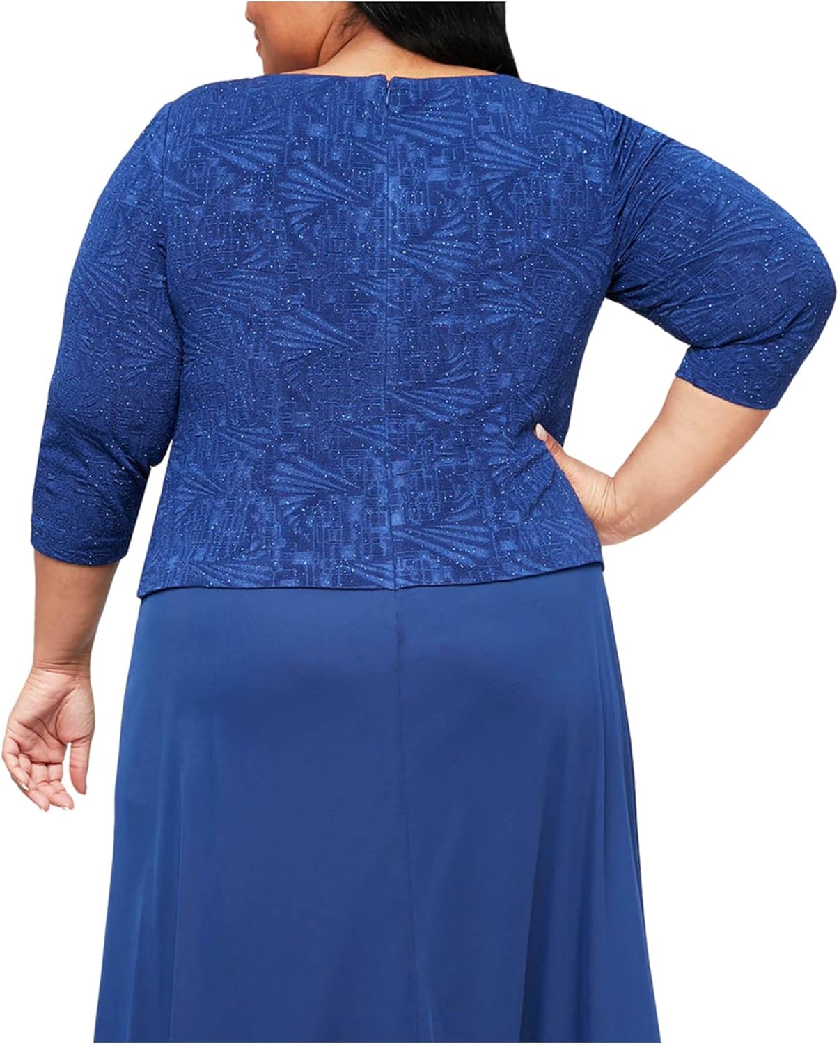 Alex Evenings Women’s Plus Size Stretch Lace Bodice Mock One Piece Gown ...