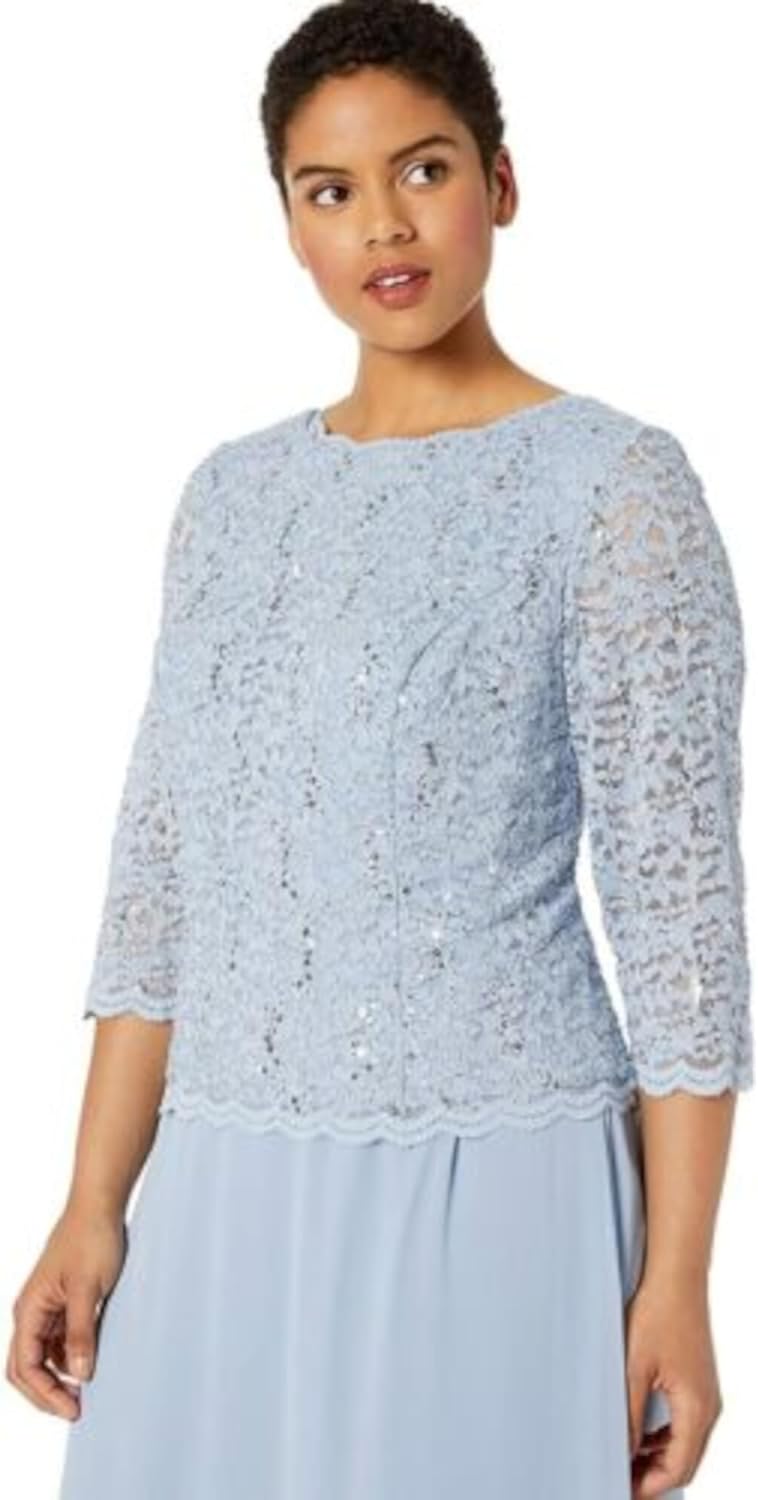 Alex Evenings Women’s Plus Size Stretch Lace Bodice Mock One Piece Gown ...