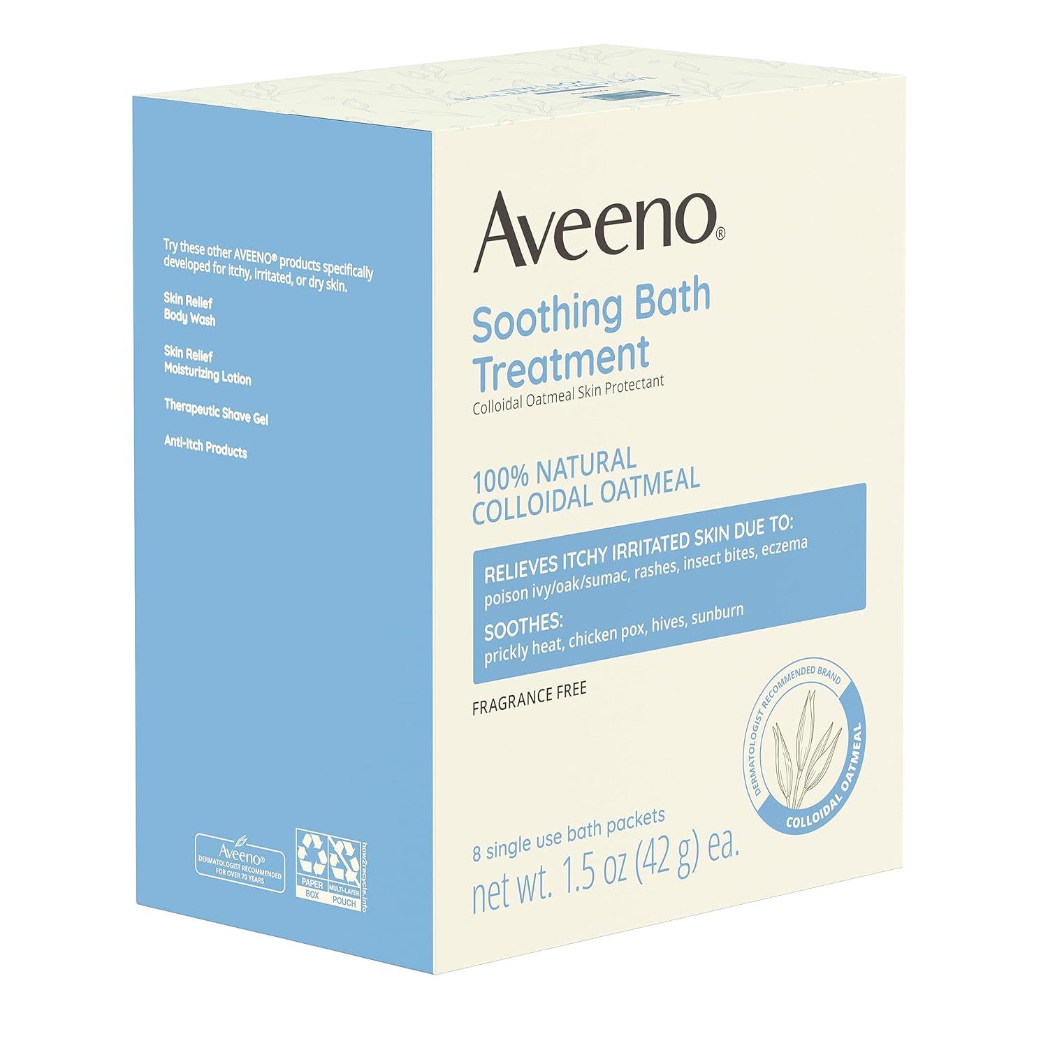 Aveeno Fragrance Free Soothing Bath Treatment, 100% Natural Colloidal ...