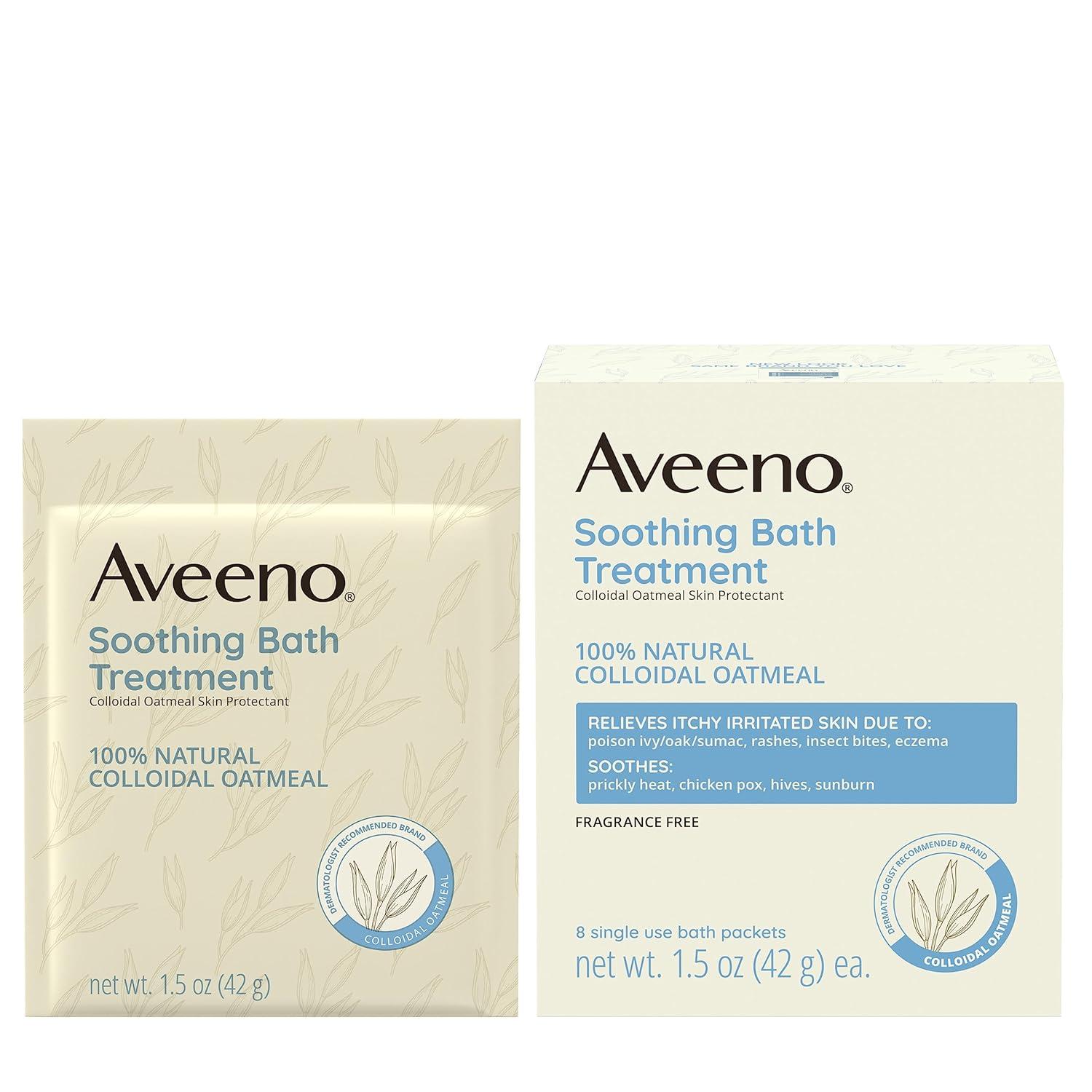 Aveeno Fragrance Free Soothing Bath Treatment, 100% Natural Colloidal ...