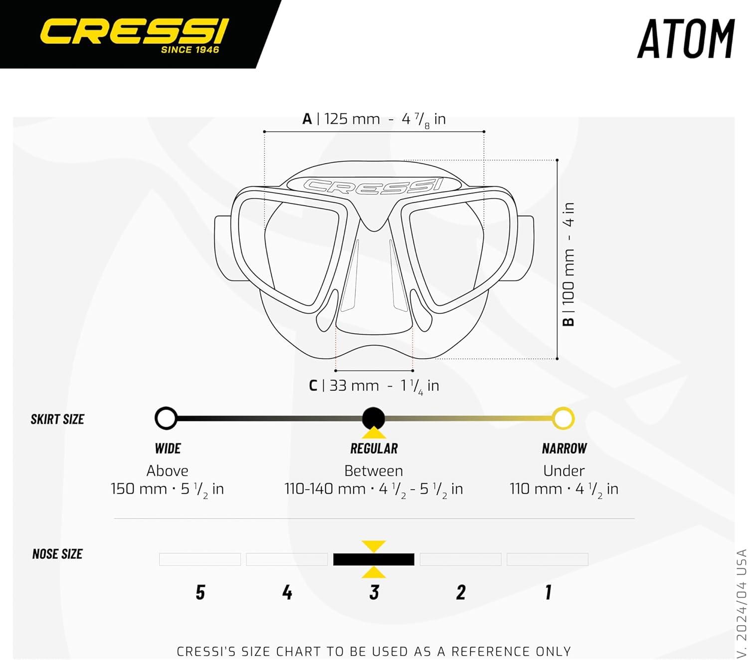 Cressi Frameless Freediving Mask with Reduced Internal Volume and ...
