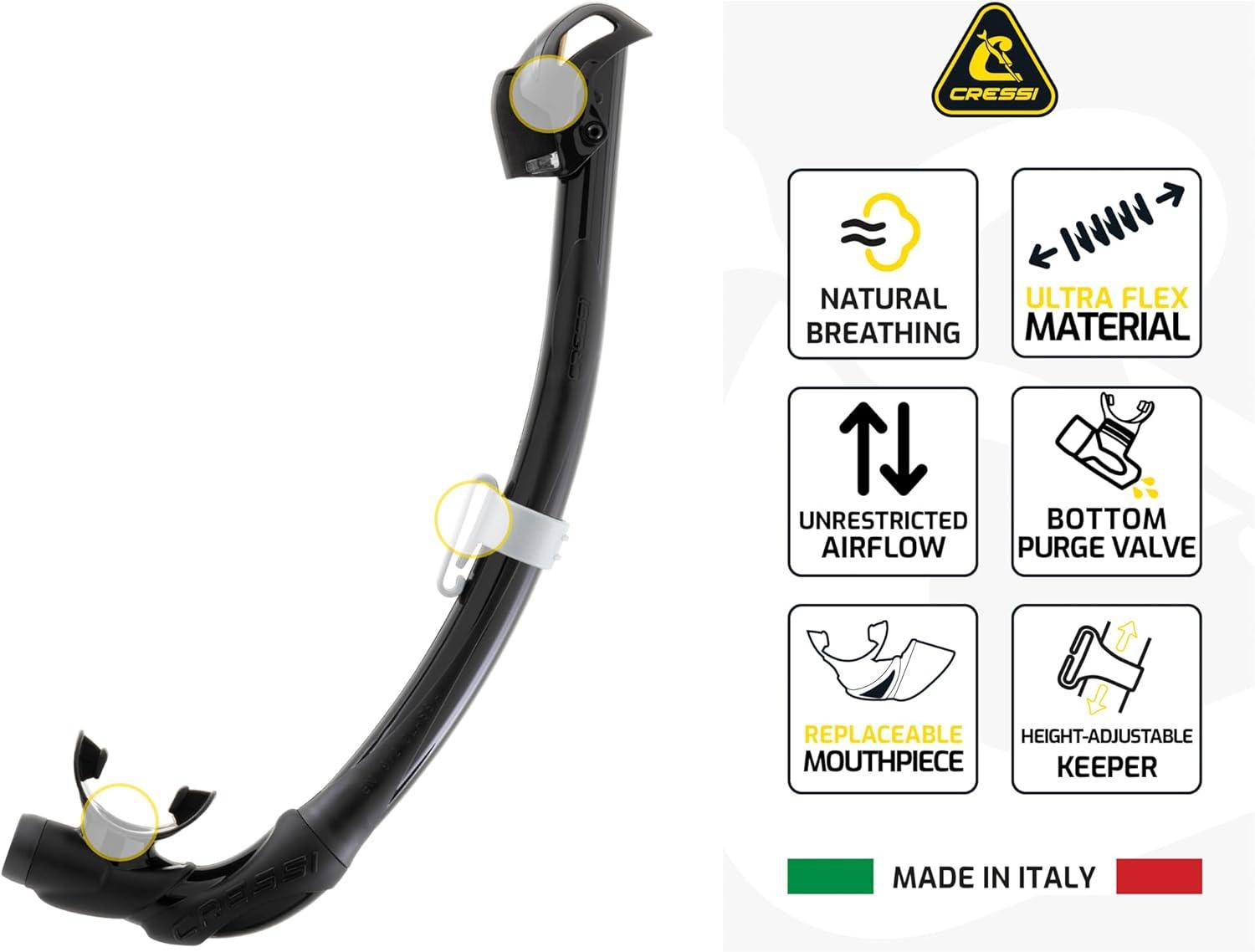 Cressi Big Eyes & Seal Dry Mask & Snorkel Kits(Clear/Black) - Cressi