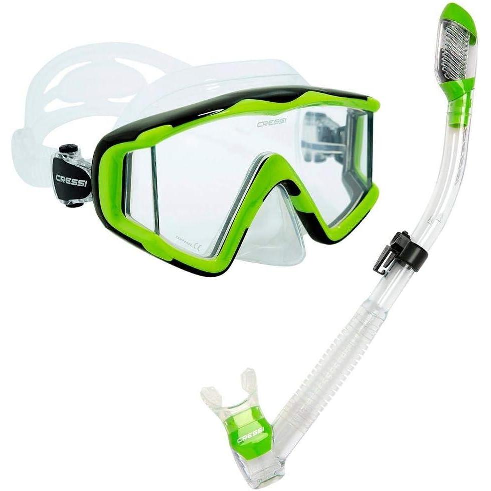Cressi Panoramic Wide View Mask & Dry Snorkel Kit for Snorkeling, Scuba ...